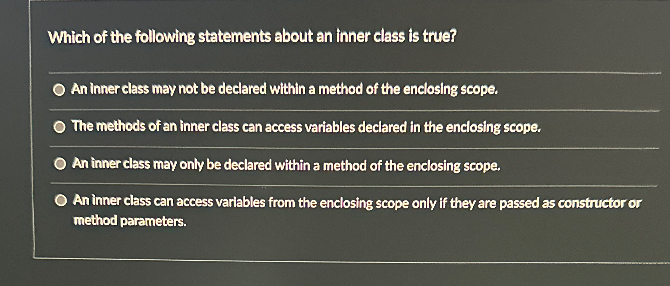Solved Which of the following statements about an inner | Chegg.com