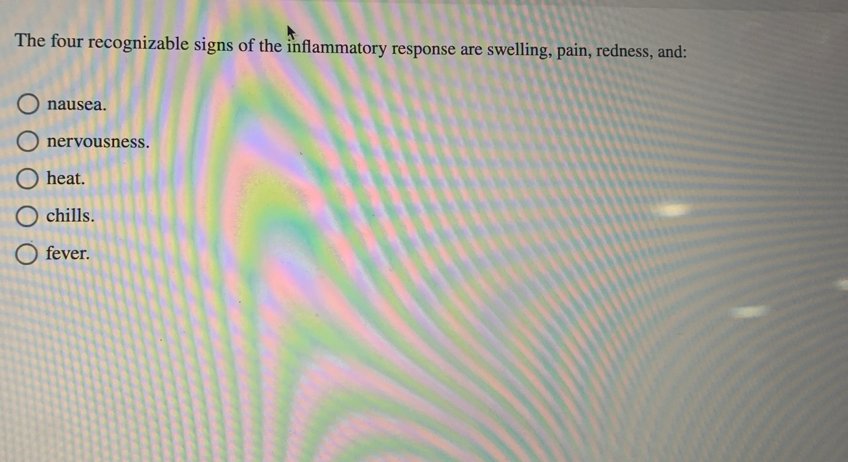 Solved The four recognizable signs of the inflammatory | Chegg.com