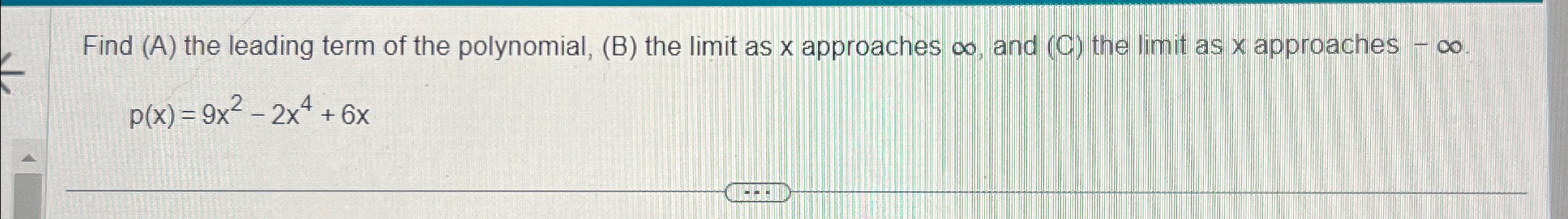 Solved Find (A) ﻿the leading term of the polynomial, (B) | Chegg.com