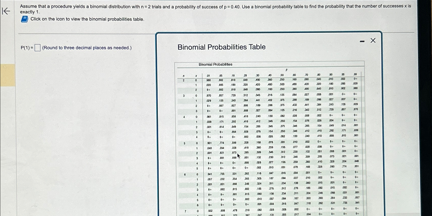 Solved exactly 1 .Click on the icon to view the binomial | Chegg.com