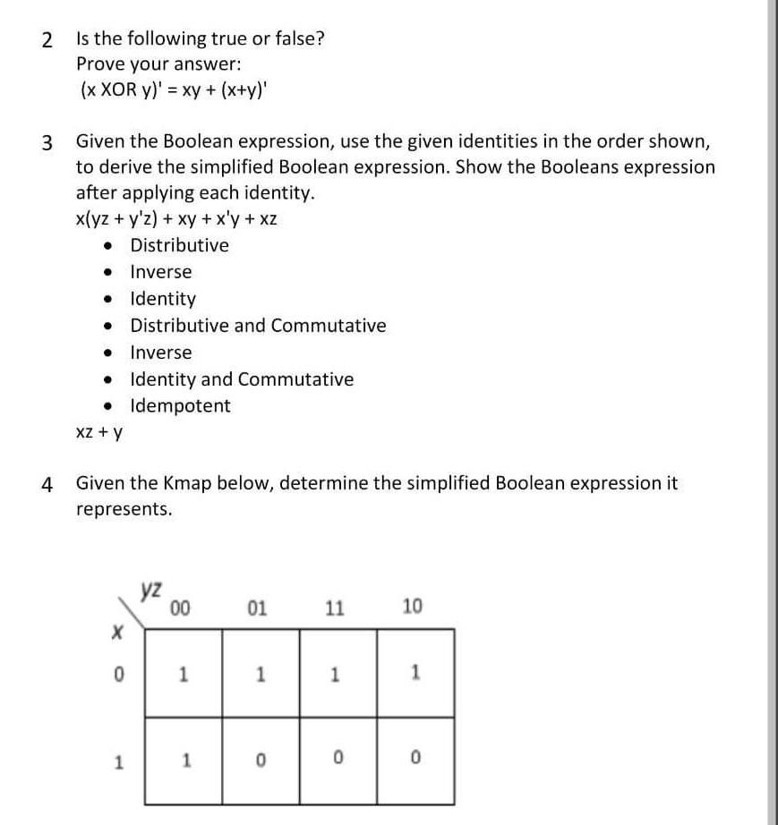 Solved 2 Is The Following True Or False Prove Your Answer