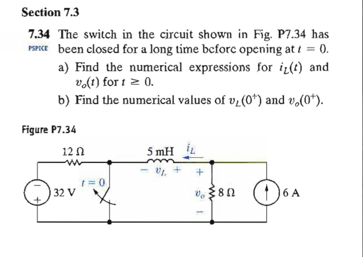 Solved Section 7.37.34 ﻿The switch in the circuit shown in | Chegg.com