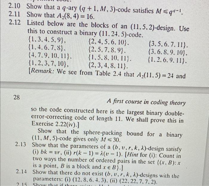Coding TheoryPlease solve each exercise explanatory | Chegg.com