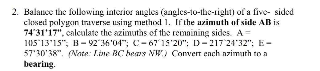 Solved Balance the following interior angles | Chegg.com
