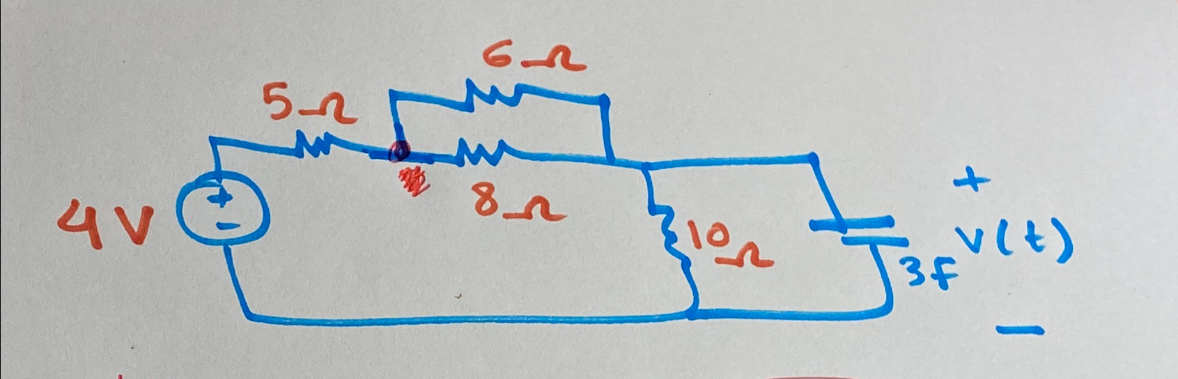 Solved find v(t) ﻿and i for all the time.First order circuit | Chegg.com