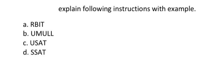 Solved explain following instructions with example. a. RBIT | Chegg.com