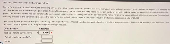 Solved Joint Cost Allocation -Weighted Average Method Gary's | Chegg.com