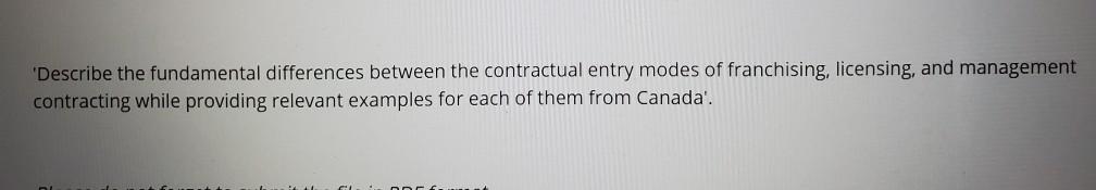 Solved "Describe the fundamental differences between the | Chegg.com