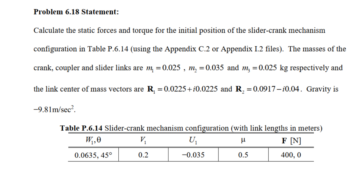 Solved Problem 6.18 ﻿Statement:Calculate the static forces | Chegg.com
