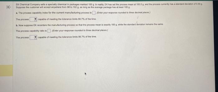 Solved EK Chamical Cerpany sells a specalty chemical in | Chegg.com