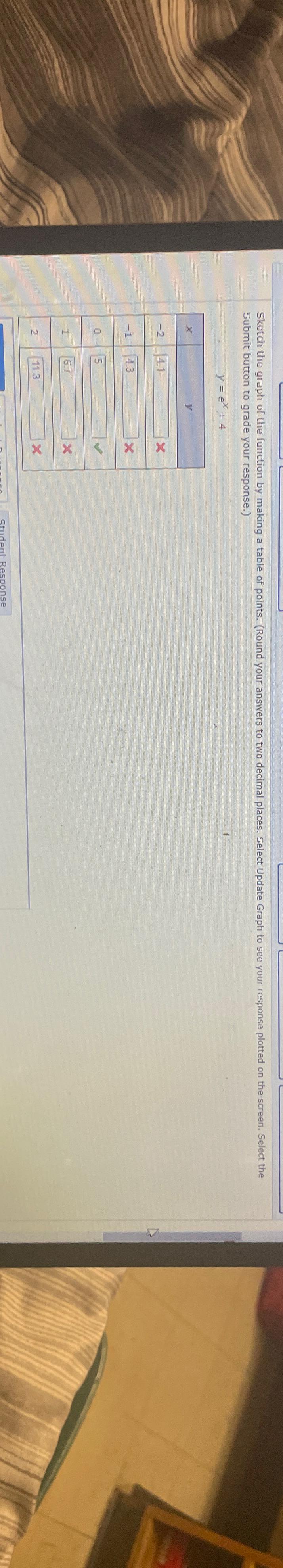 Solved Submit button to grade your response.)\table[[y=ex+4 | Chegg.com