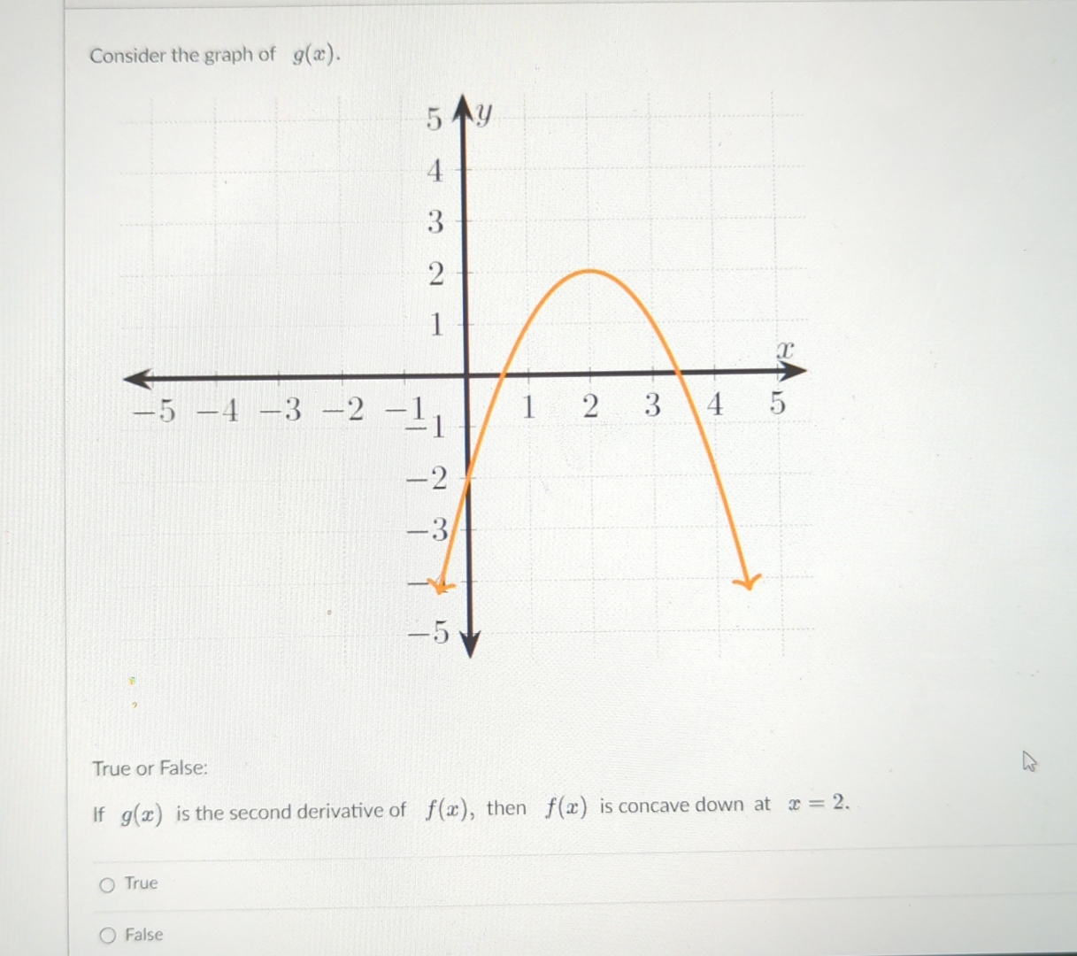 Solved Consider the graph of g(x).True or False:If g(x) ﻿is | Chegg.com