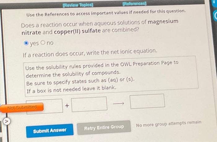 Use the solubility rules provided in the OWL | Chegg.com