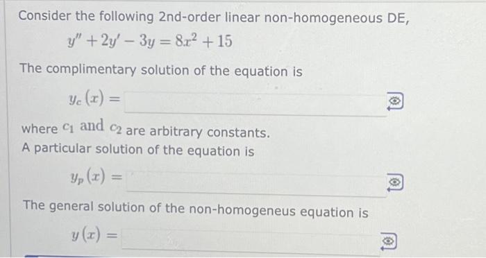 Solved Consider the following 2nd-order linear | Chegg.com