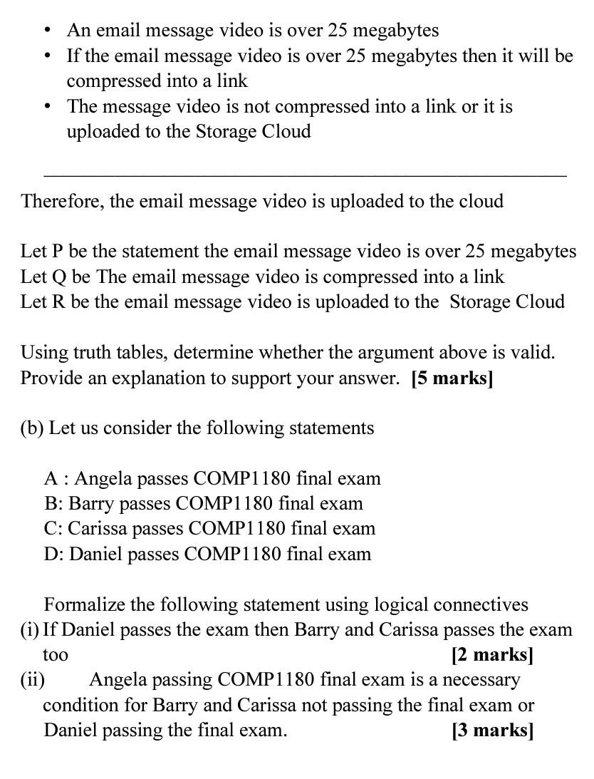 Solved - An email message video is over 25 megabytes - If | Chegg.com