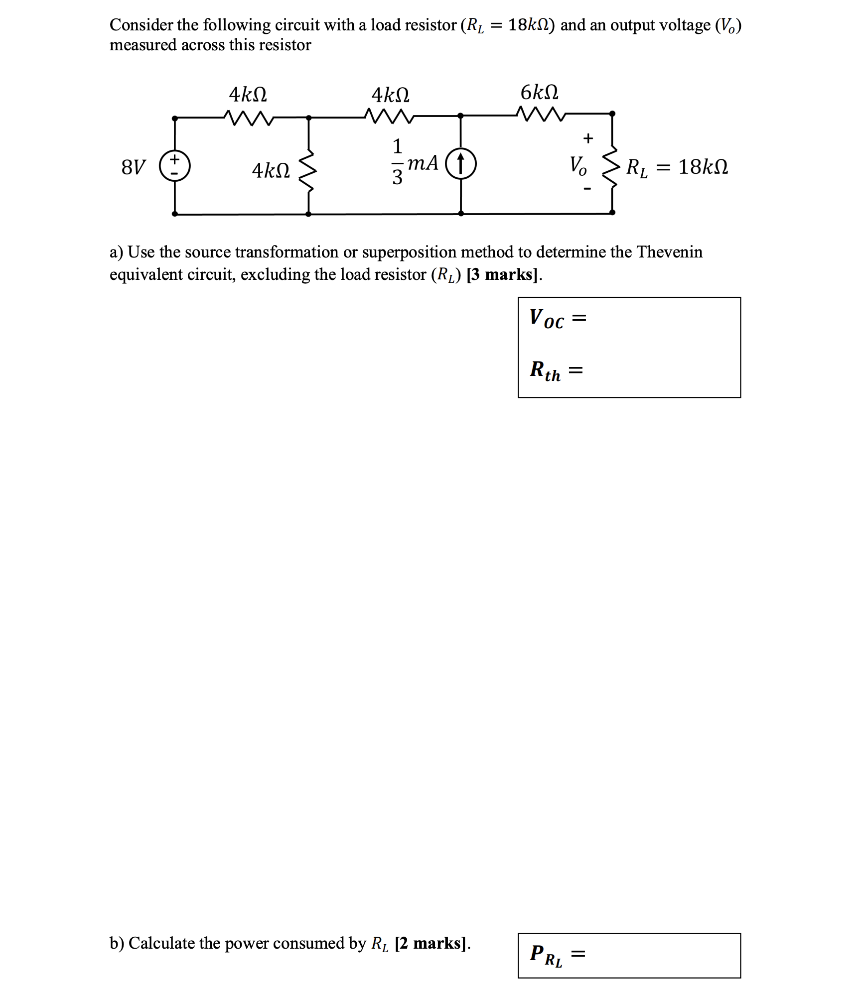Solved Consider the following circuit with a load resistor | Chegg.com