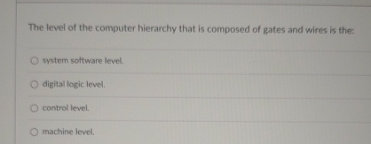 Solved The level of the computer hierarchy that is composed | Chegg.com