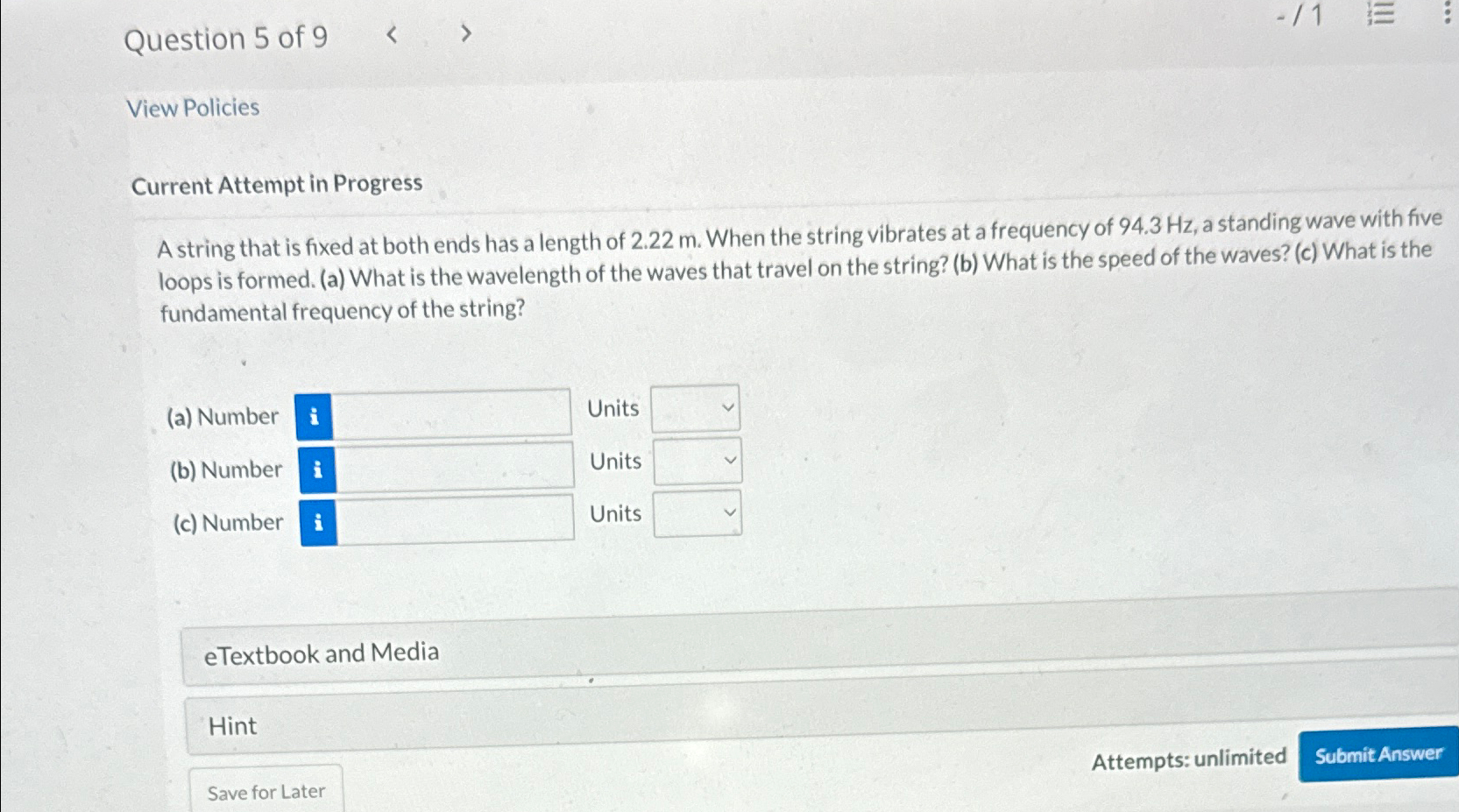 Solved Question 5 ﻿of 9View PoliciesCurrent Attempt in | Chegg.com