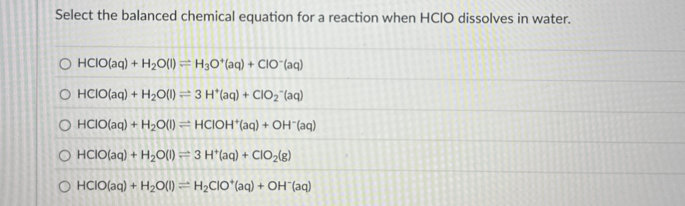 Solved Select the balanced chemical equation for a reaction | Chegg.com