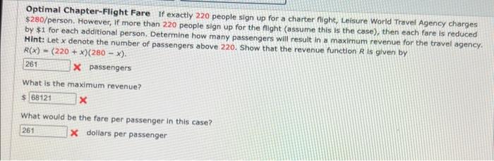 Solved Optimal Chapter-Flight Fare If exactly 220 people | Chegg.com
