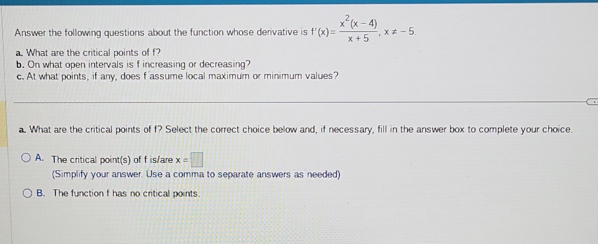 Solved Answer the following questions about the function | Chegg.com