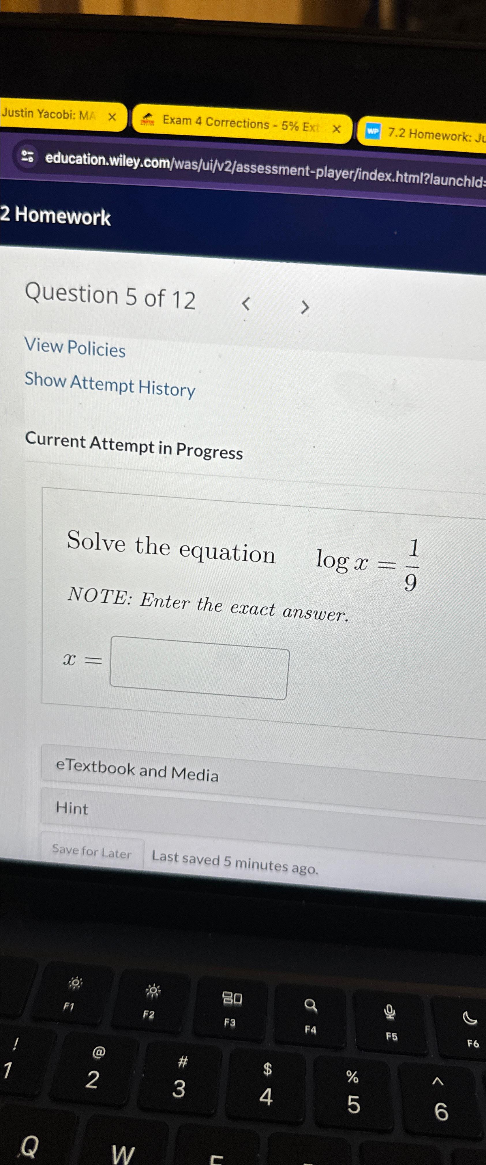 Solved Question 5 ﻿of 12View PoliciesShow Attempt | Chegg.com