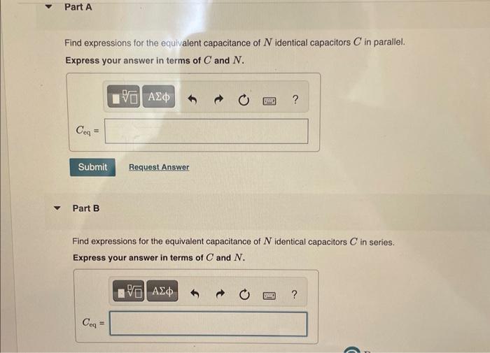Solved Find expressions for the equivalent capacitance of N | Chegg.com