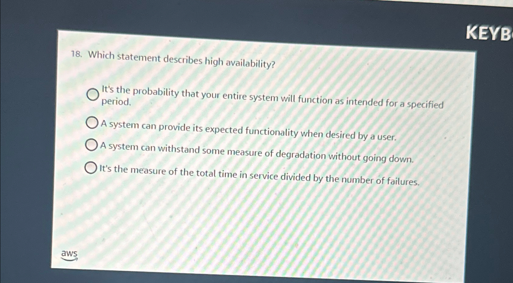 Solved Which statement describes high availability?It's the | Chegg.com