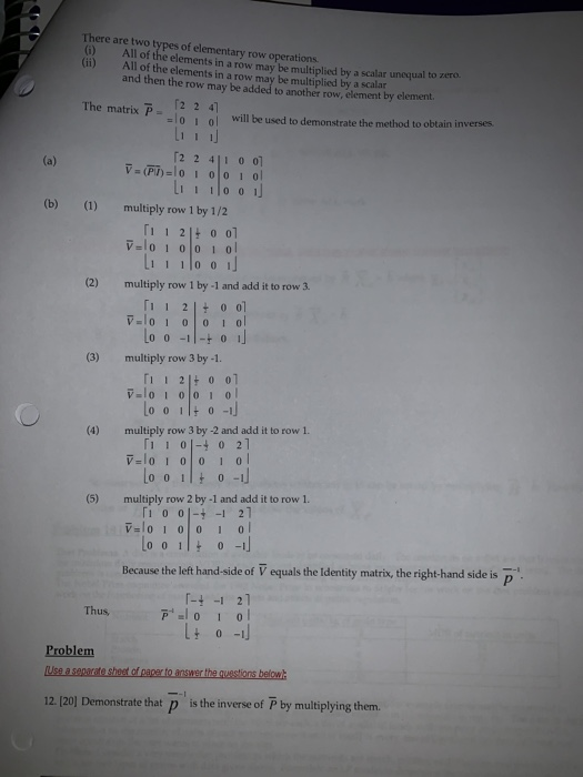 Solved There are two types of elementary row operations. All | Chegg.com