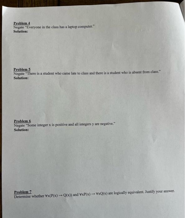 Solved CHAP'TER I SEC 1.4 Problem 1 Let P(x) be the | Chegg.com