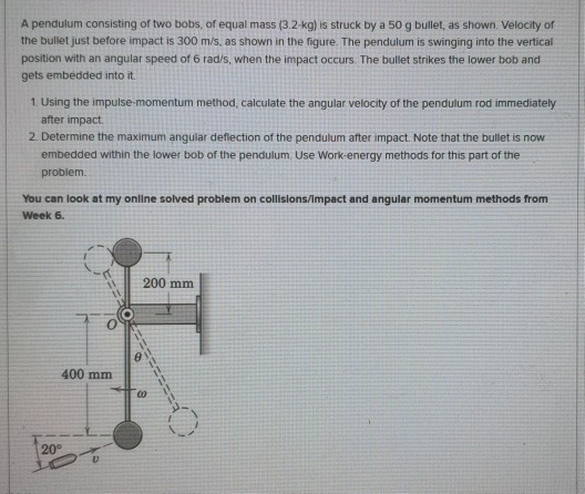 Solved A pendulum consisting of two bobs, of equal mass (3.2 | Chegg.com