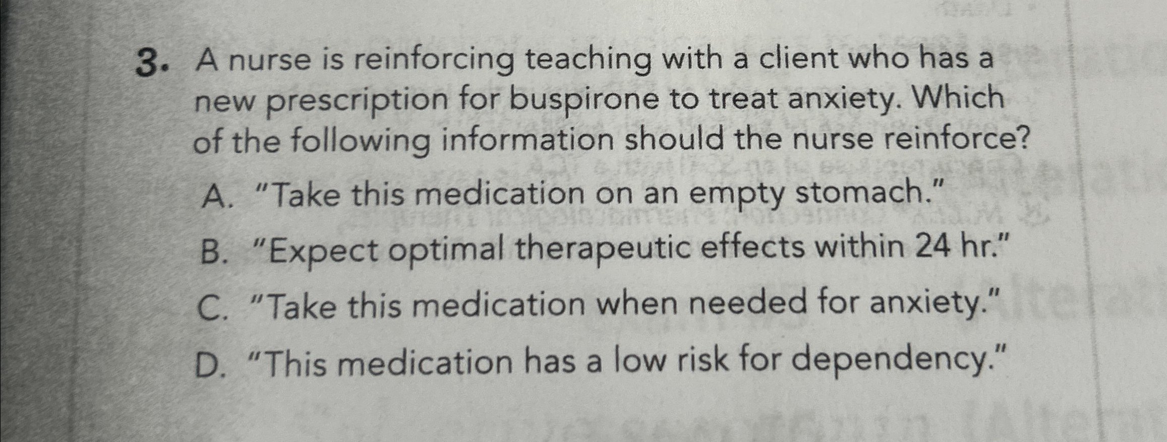 Solved A nurse is reinforcing teaching with a client who has | Chegg.com