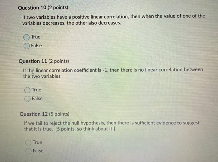 Solved Question 10 (2 points) If two variables have a | Chegg.com