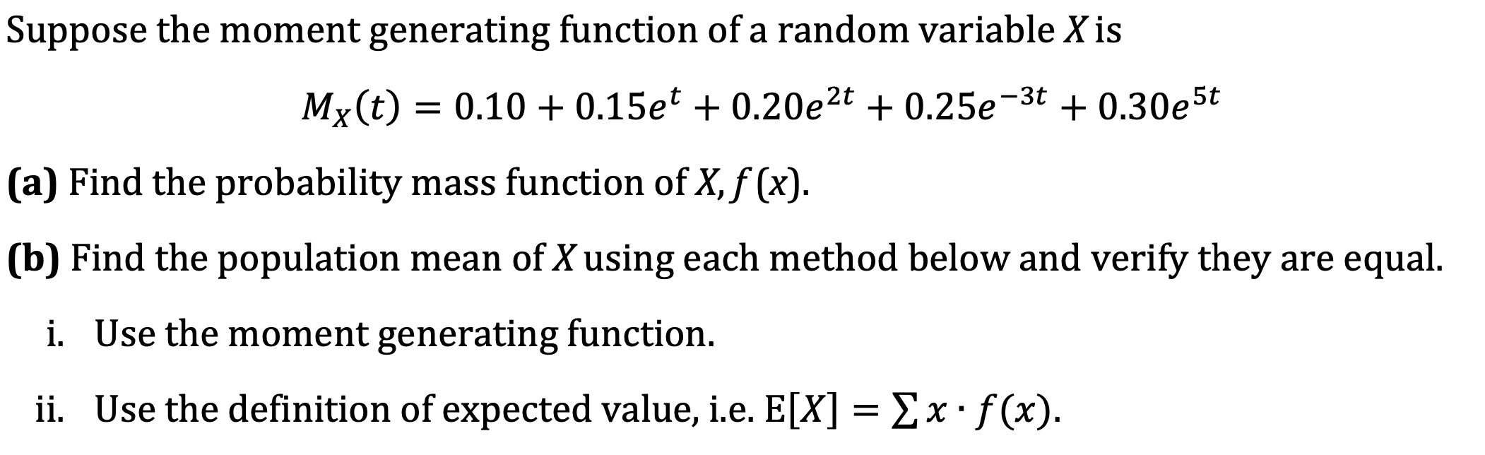 Solved Suppose the moment generating function of a random | Chegg.com