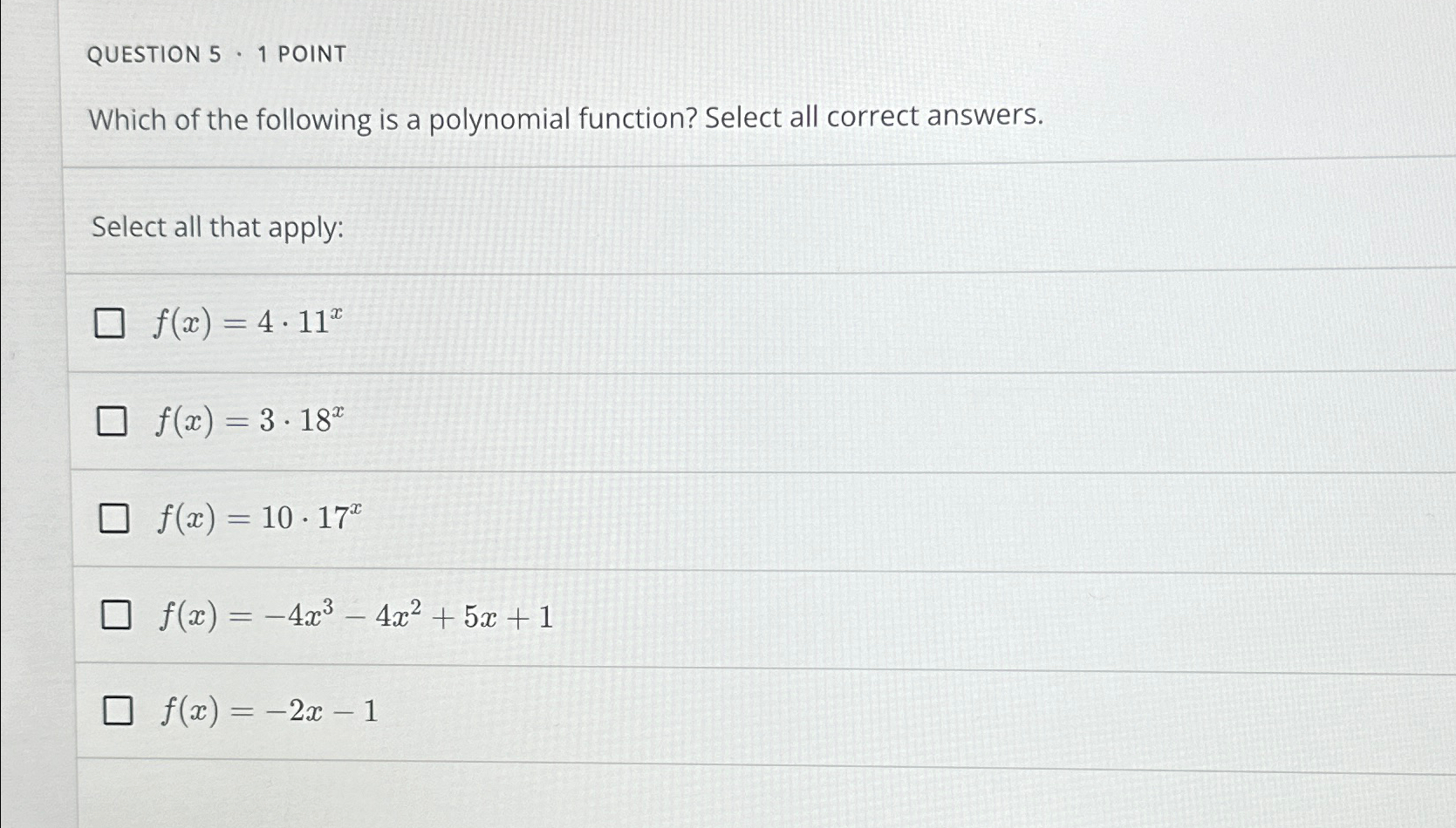 Solved Question 5 1 ﻿pointwhich Of The Following Is A 