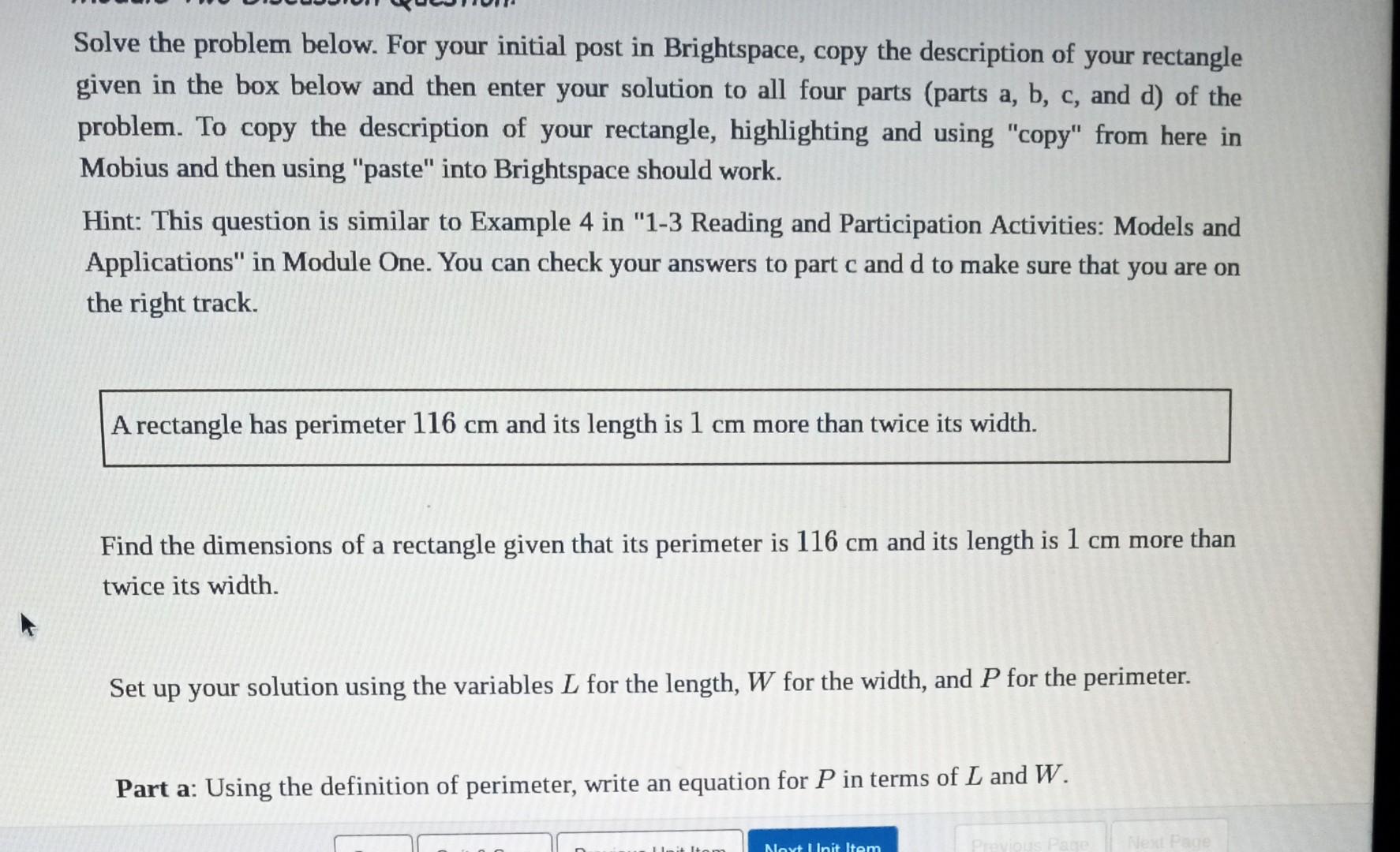 Solved Solve the problem below. For your initial post in | Chegg.com