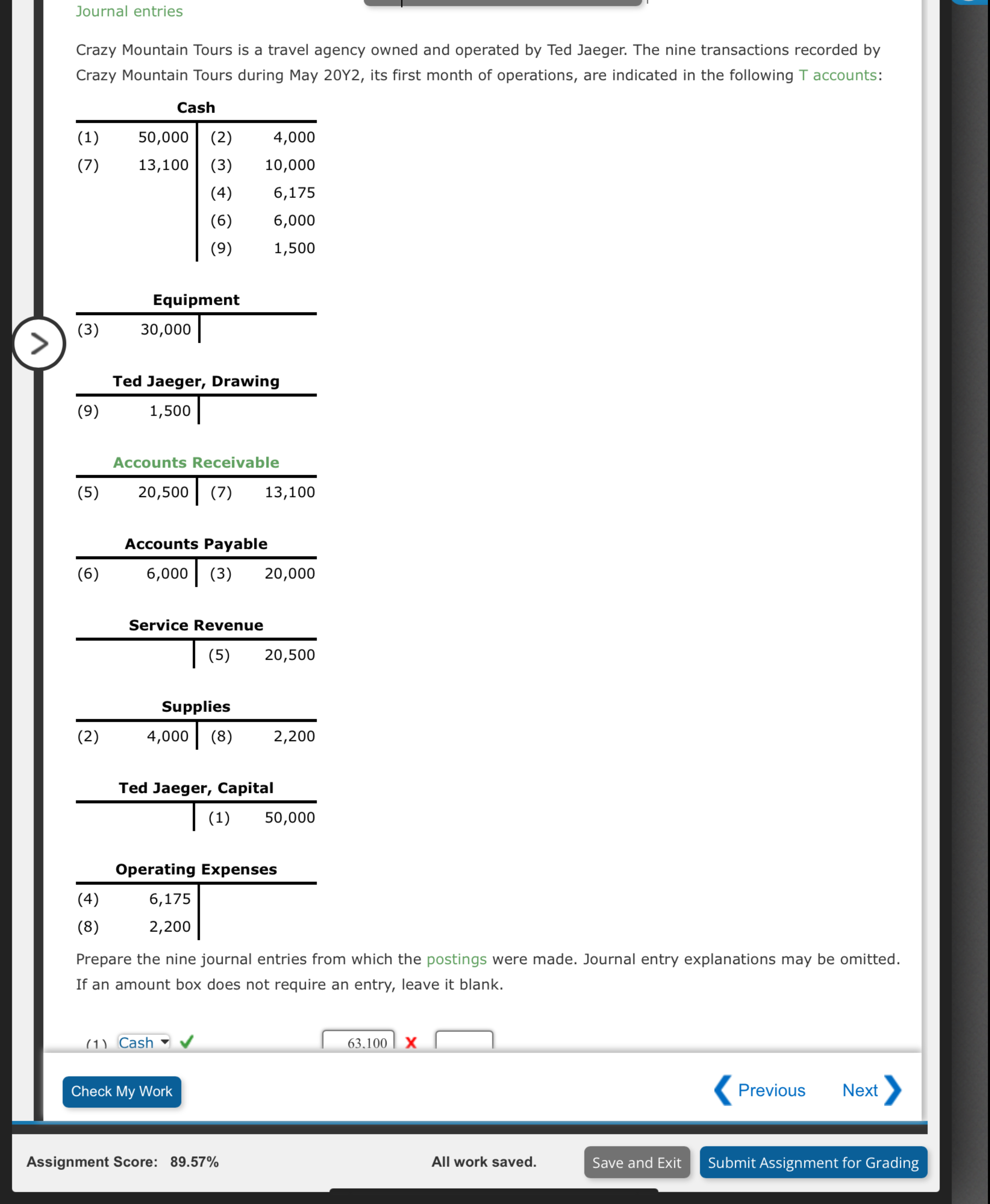 Solved Journal entriesCrazy Mountain Tours is a travel | Chegg.com