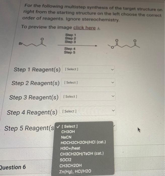 Solved For the following multistep synthesis of the target | Chegg.com