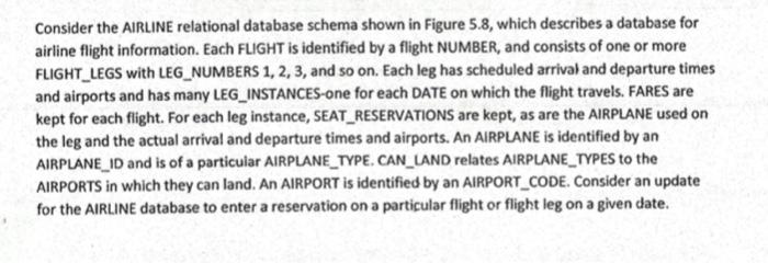 Consider the AIRLINE relational database schema shown | Chegg.com Consider the AIRLINE relational database schema shown | Chegg.com