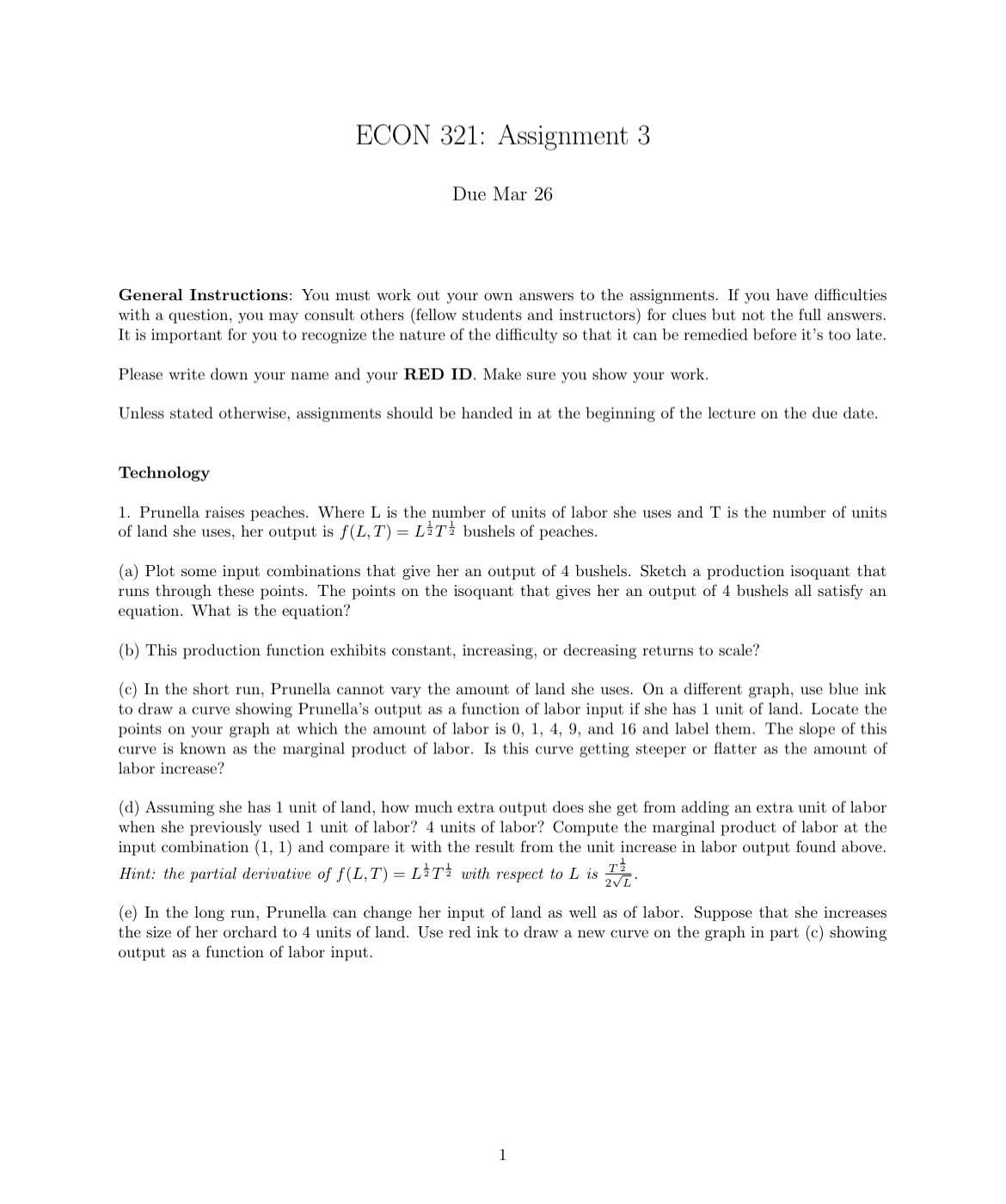 ECON 321: Assignment 3Due Mar 26General Instructions: | Chegg.com