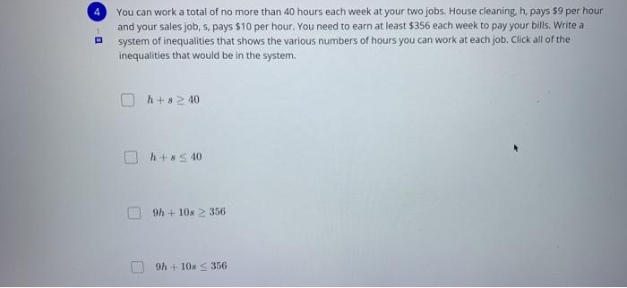 Solved 1 P You can work a total of no more than 40 hours | Chegg.com