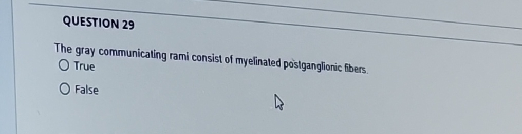 Solved QUESTION 29The gray communicating rami consist of | Chegg.com