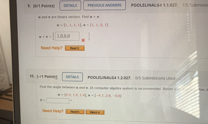Solved 9. [O/1 Points] DETAILS PREVIOUS ANSWERS POOLELINALG4 | Chegg.com