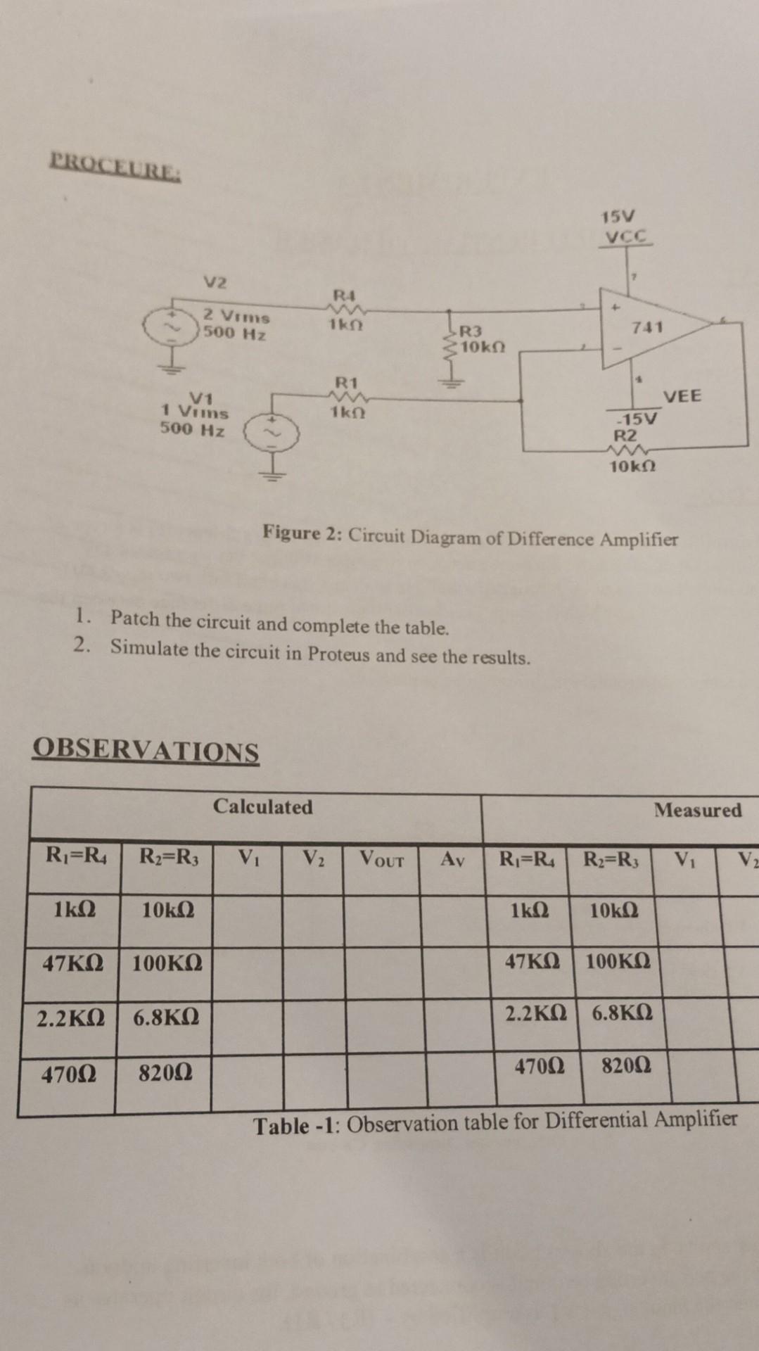 Solved Calculate the V1 V2 and Vout and Av of a differential | Chegg.com