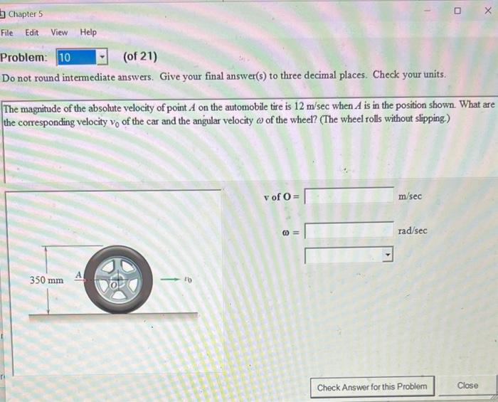 Solved The magnitude of the absolute velocity of point A on | Chegg.com
