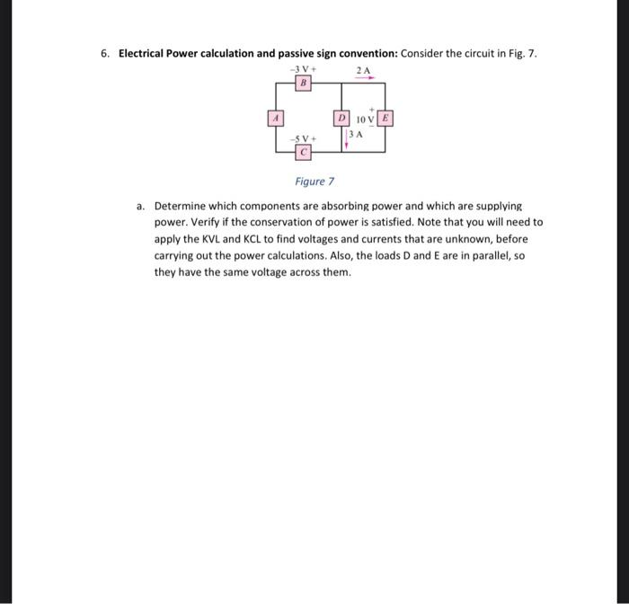 Solved 6. Electrical Power calculation and passive sign | Chegg.com