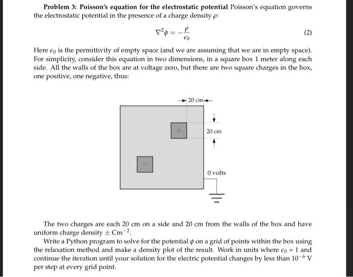 Problem 3: Poisson's equation for the electrostatic | Chegg.com