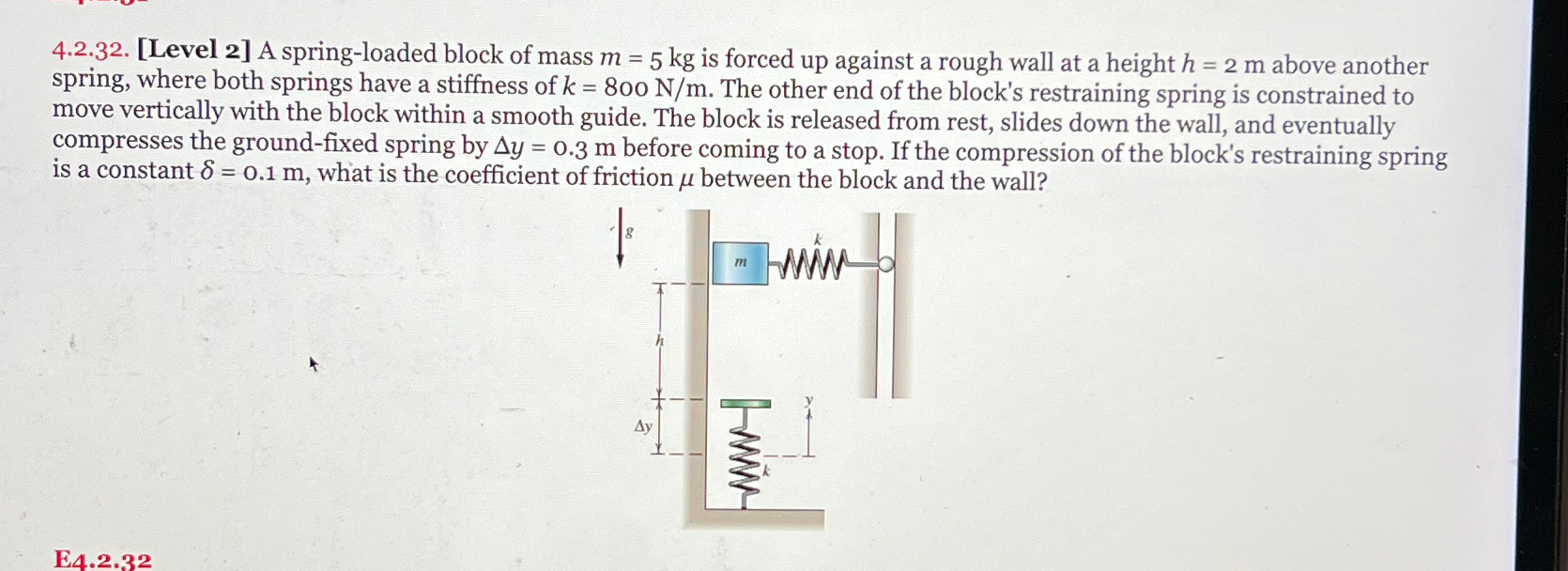 Solved 4.2.32. [Level 2] ﻿A spring-loaded block of mass | Chegg.com