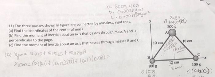 Solved 11) The three masses shown in figure are connected by | Chegg.com