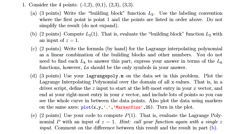 Consider the 4 ﻿points: | Chegg.com